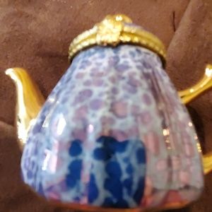Limoges | Other | Limoges France Blue Gold Mini Teapot | Poshmark